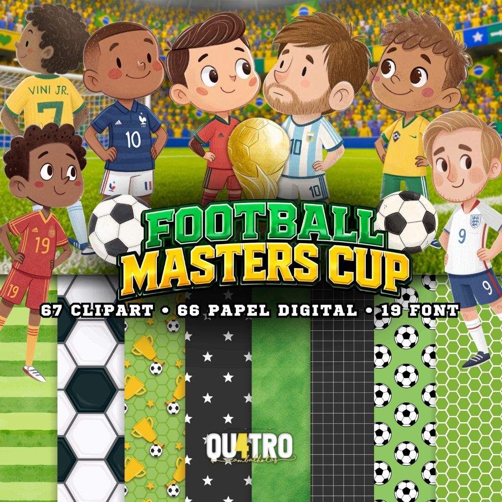 Kit Digital Copa Mundial de Futebol – Cliparts, Papéis Digitais e Font