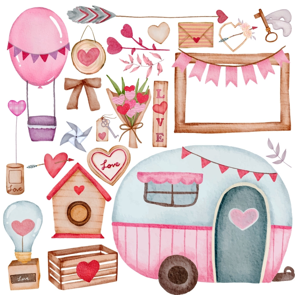 Cliparts Boho Love – Kit Digital com 50 Ilustrações